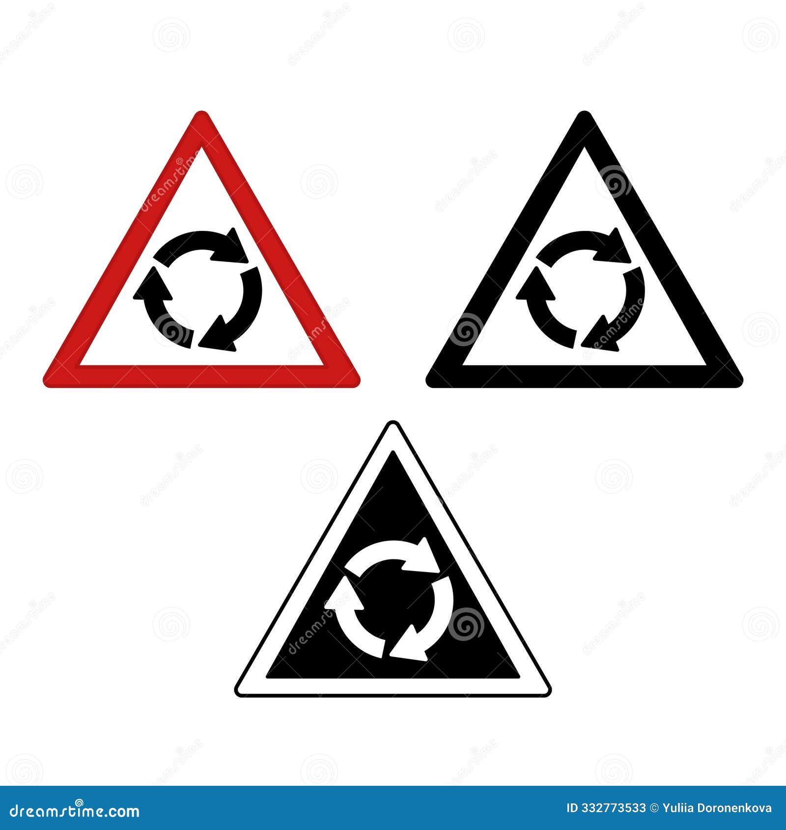 Signs Roundabout Ahead. stock vector. Illustration of regulatory ...