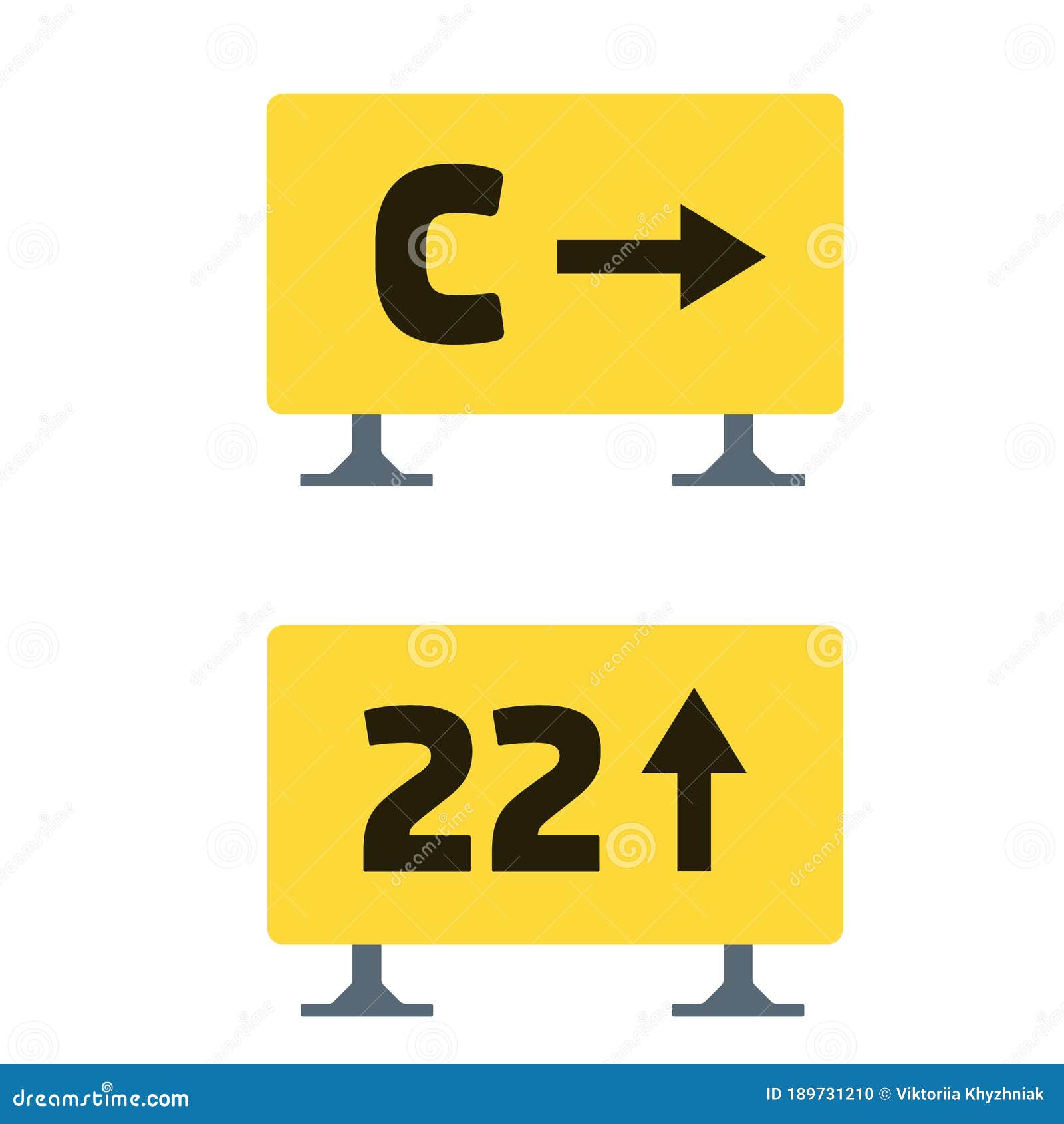 Signs on the Runway Vector Flat Material Design Isolated Object on ...