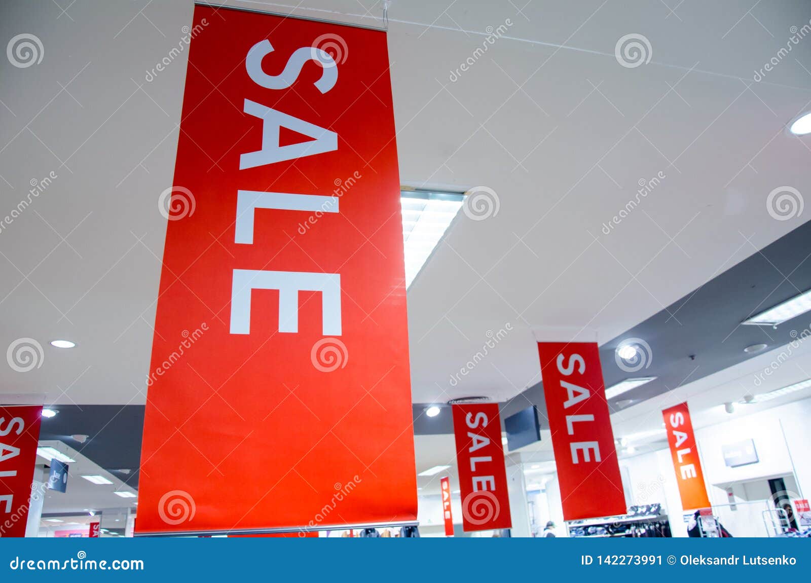 Signs of sale in the store stock image. Image of banner - 142273991