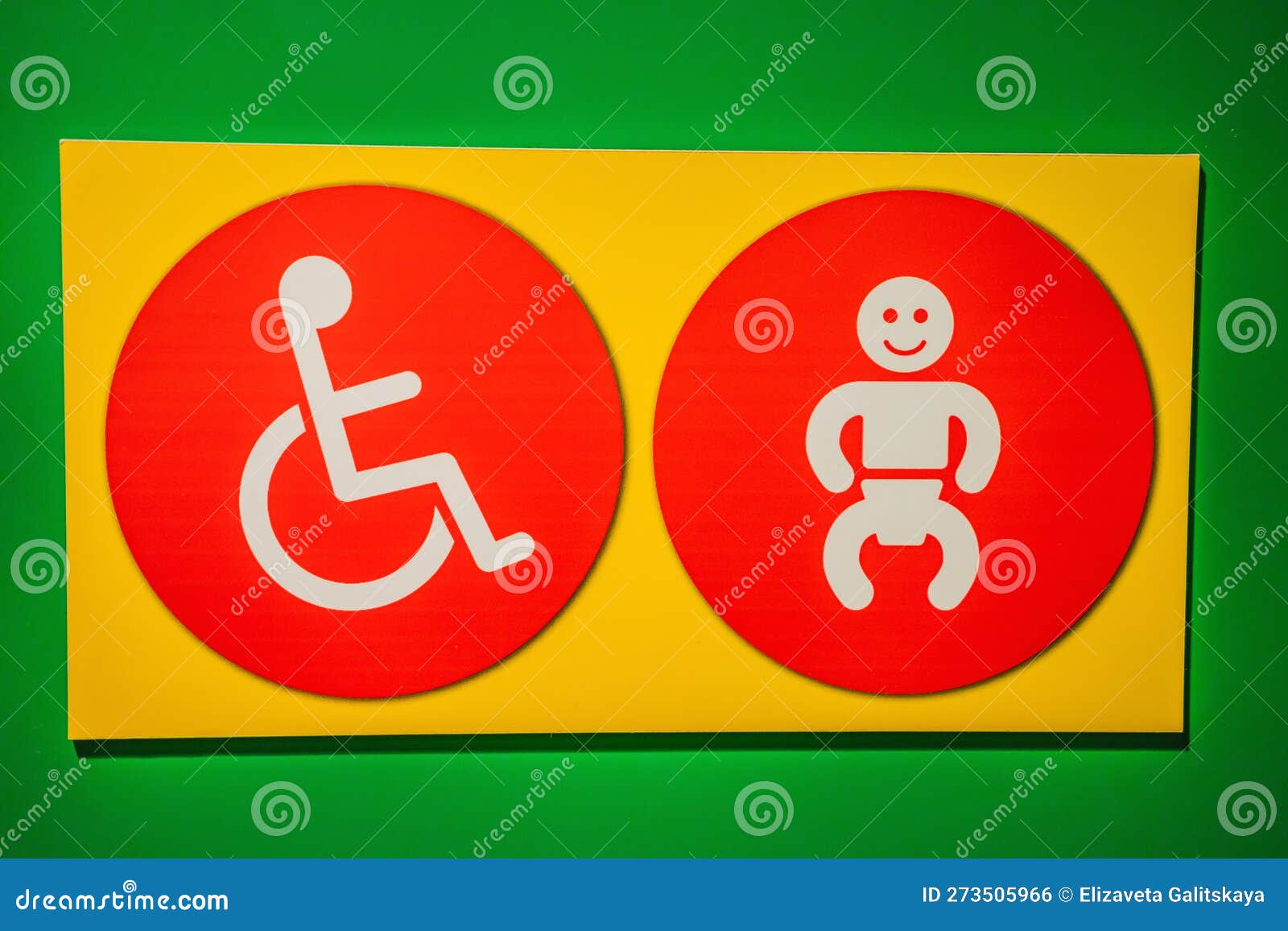 Signs for Small Children and Disabled People Stock Photo - Image of ...