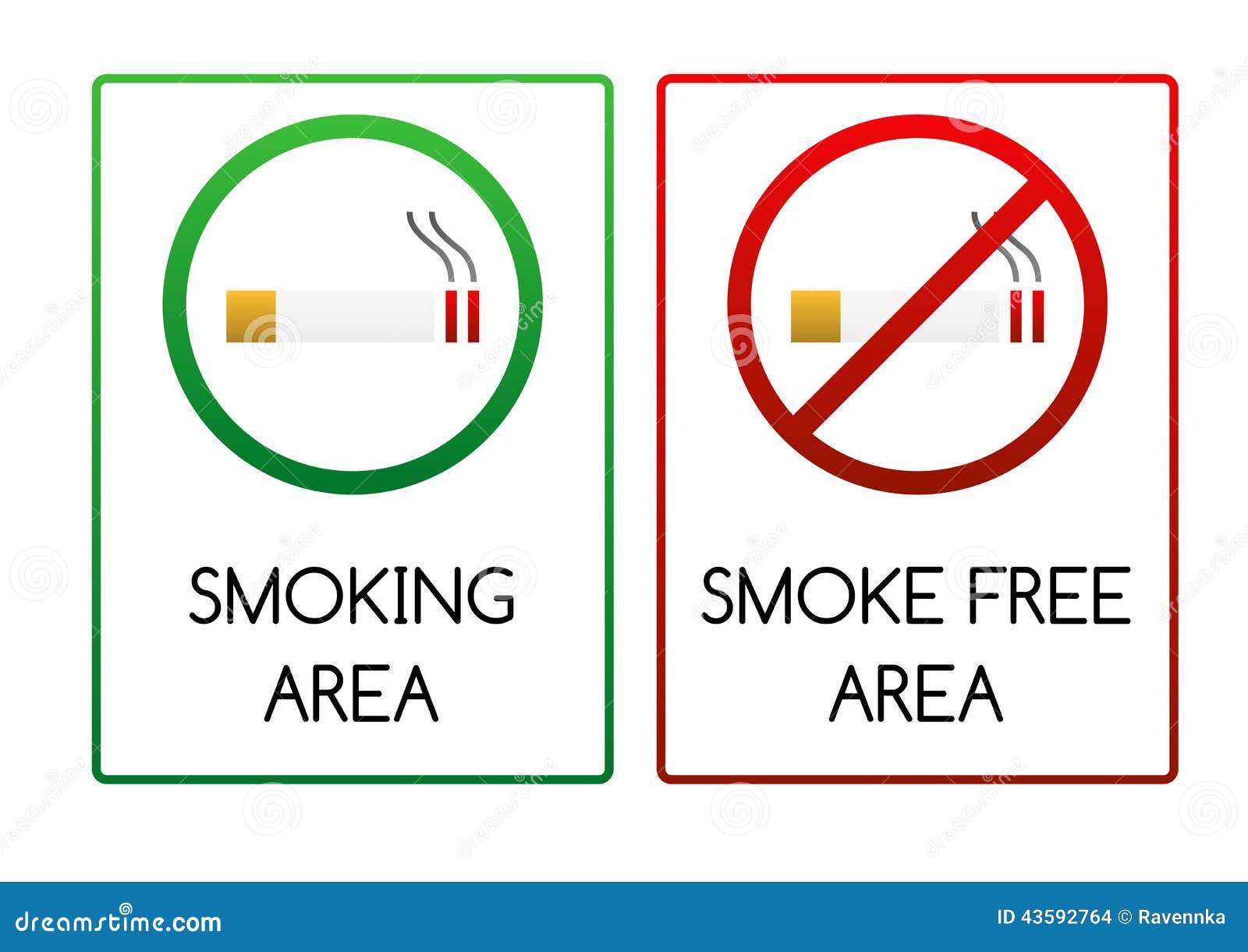 Signs for Smoking and Smoke Free Area Stock Vector - Illustration of ...