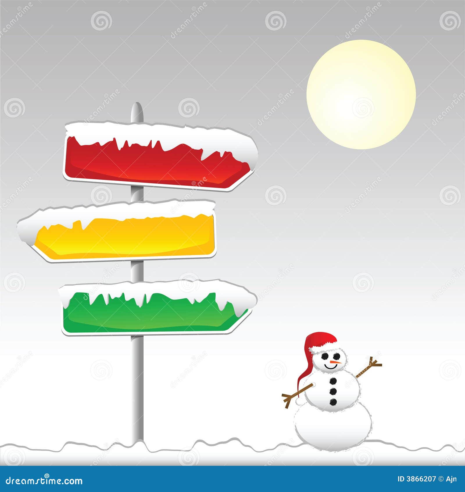 Signs and Snowman stock vector. Illustration of pointer - 3866207