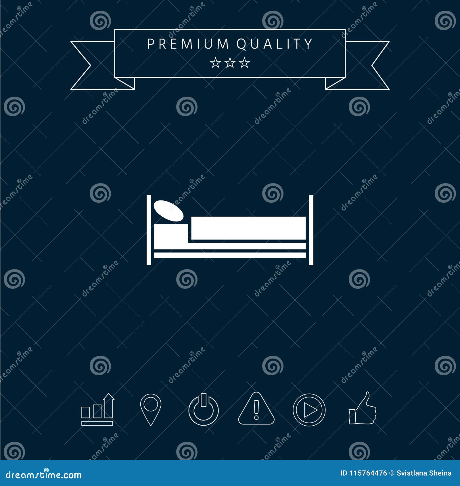 Bed symbol icon stock vector. Illustration of home, room - 115764476