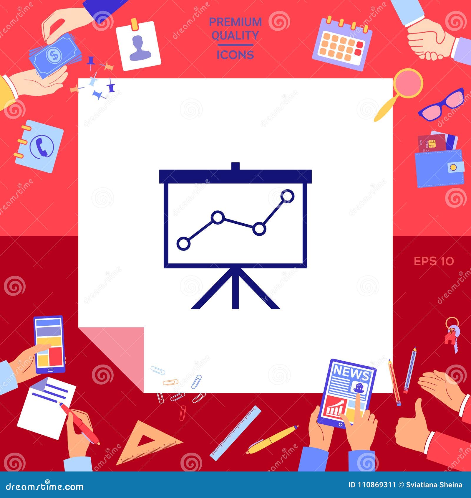 Flip-chart, Projection Screen with a Graph. Stock Vector - Illustration ...