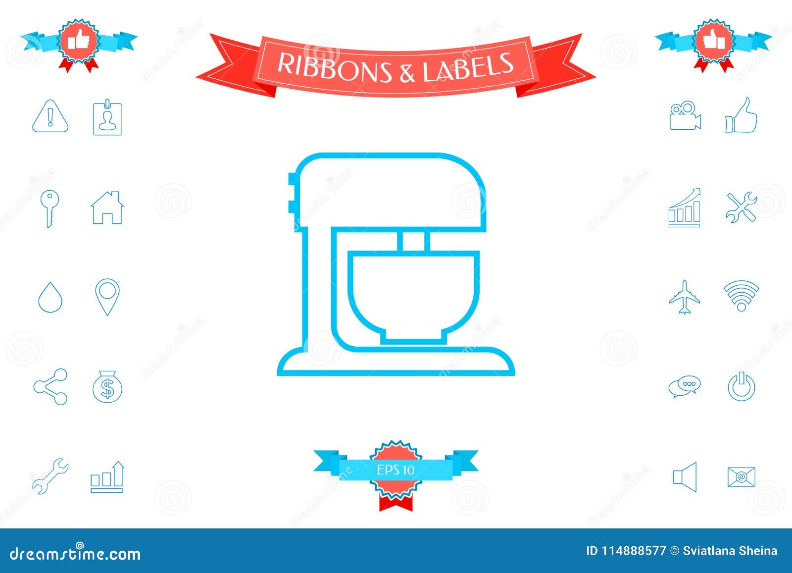 Kitchen mixer linear icon stock vector. Illustration of symbol - 114888577