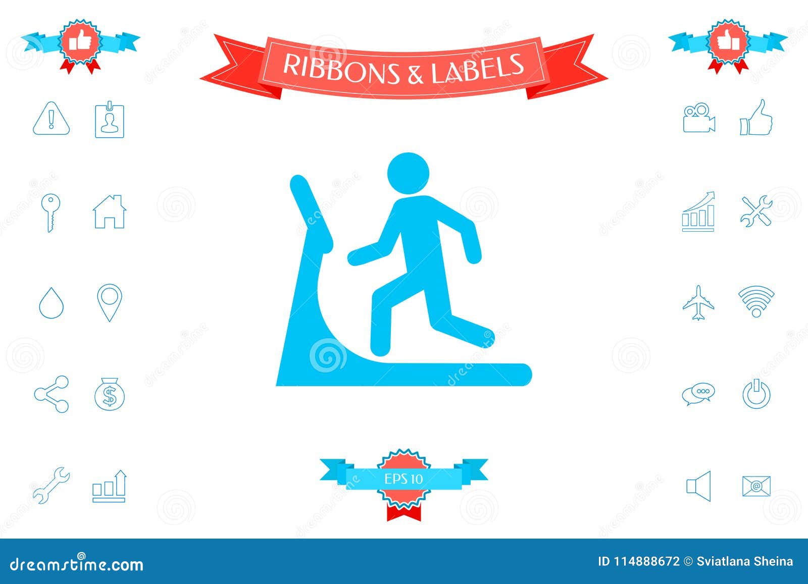 Man on treadmill icon stock vector. Illustration of person - 114888672