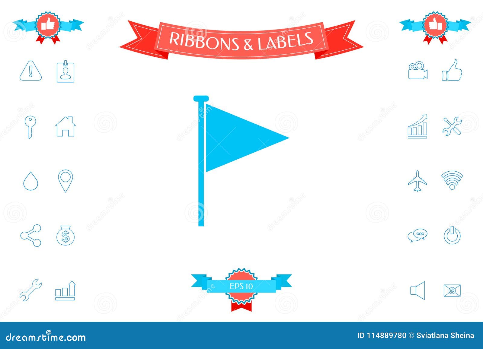 Triangle flag icon stock vector. Illustration of emblem - 114889780