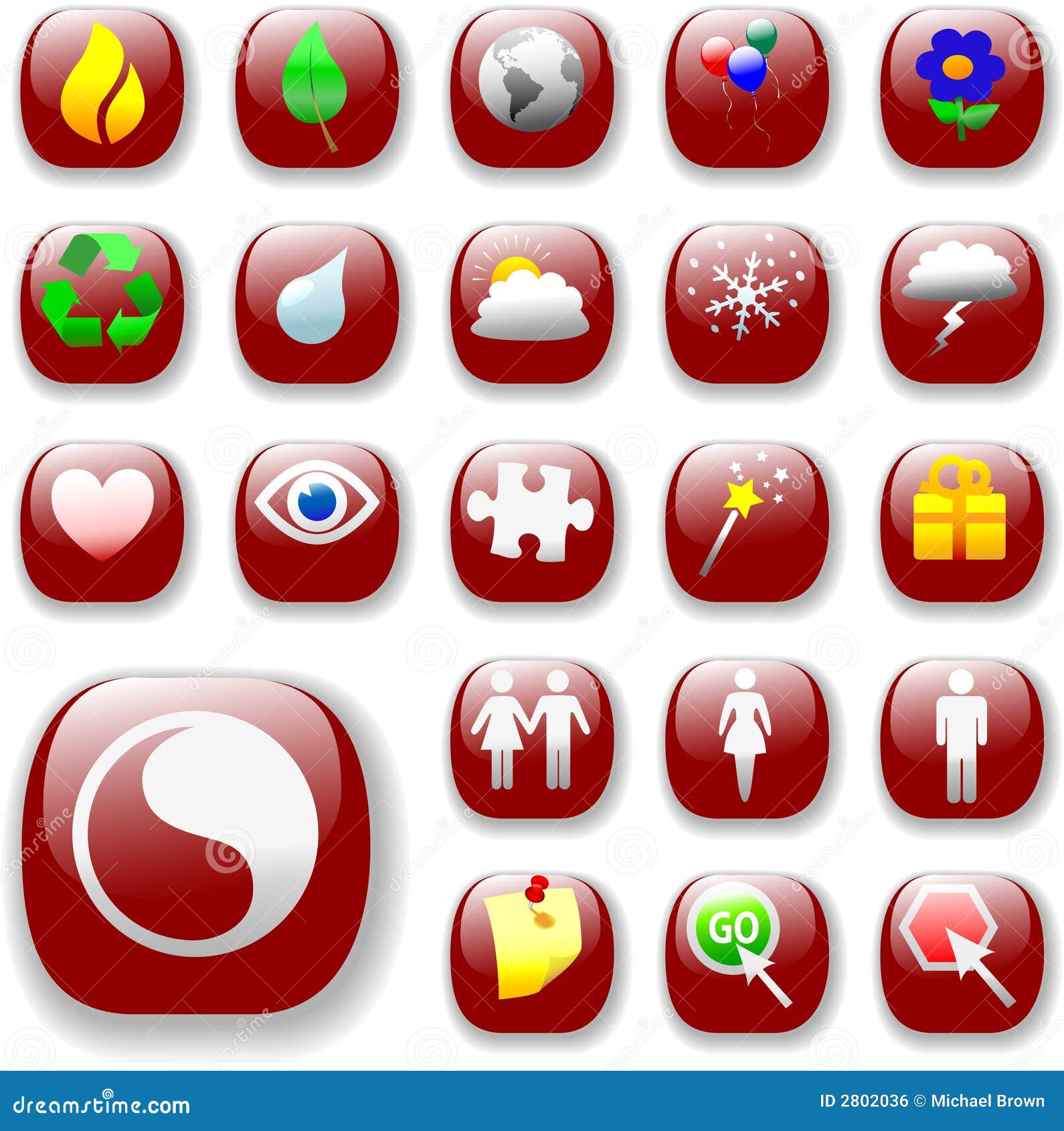 Signs Symbols Icons Red Button Stock Vector - Illustration of drop ...