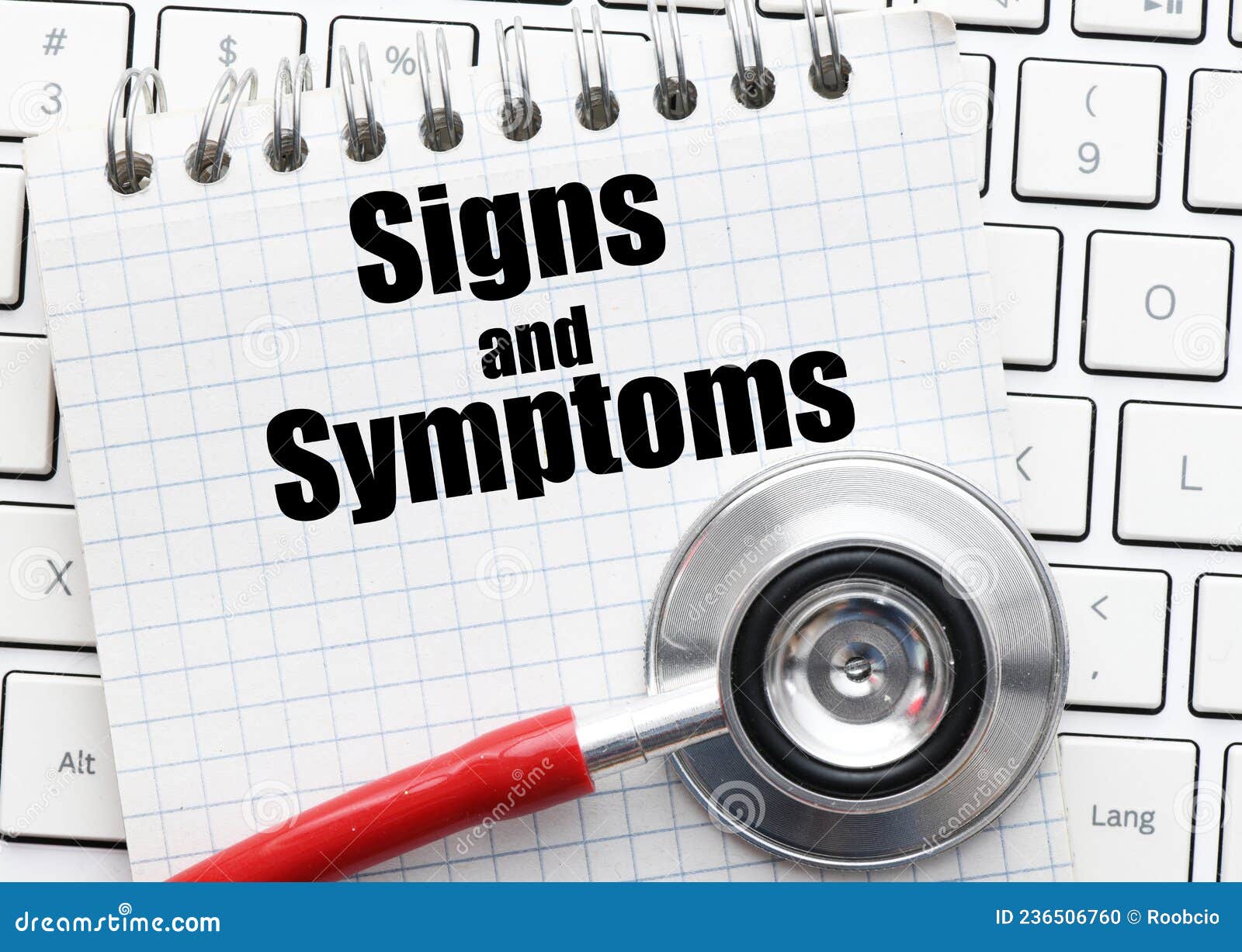 Signs and Symptoms Words Recorded in an Office Notebook Stock Photo ...