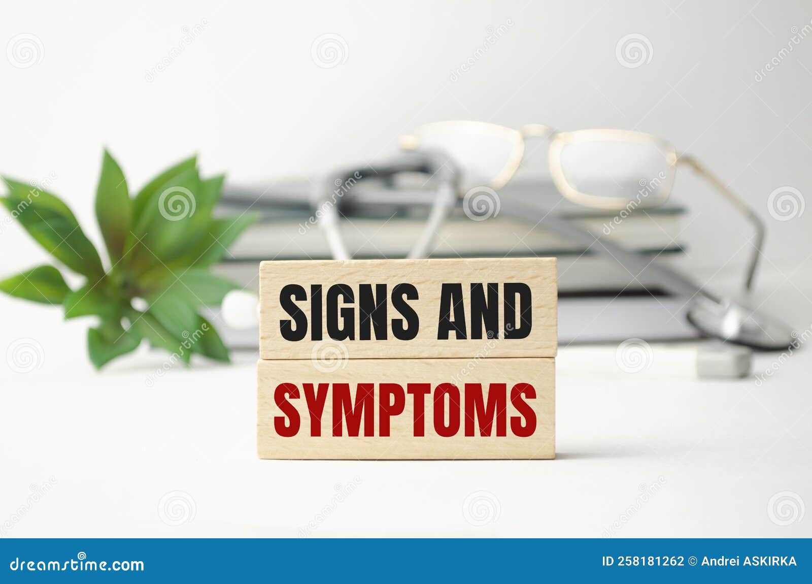 Signs and Symptoms Words on Wooden Blocks and Stethoscope Stock Photo ...