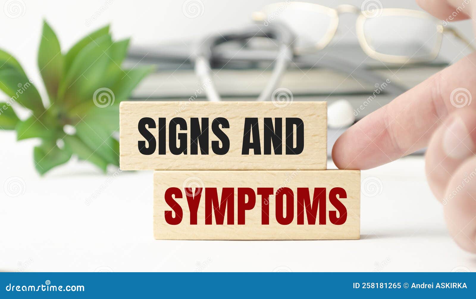 Signs and Symptoms Words on Wooden Blocks and Stethoscope Stock Image ...