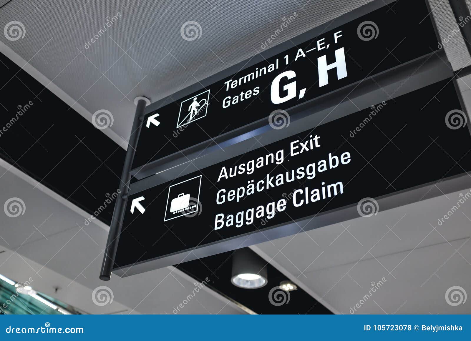 Signs in tha airport stock photo. Image of journey, direction - 105723078