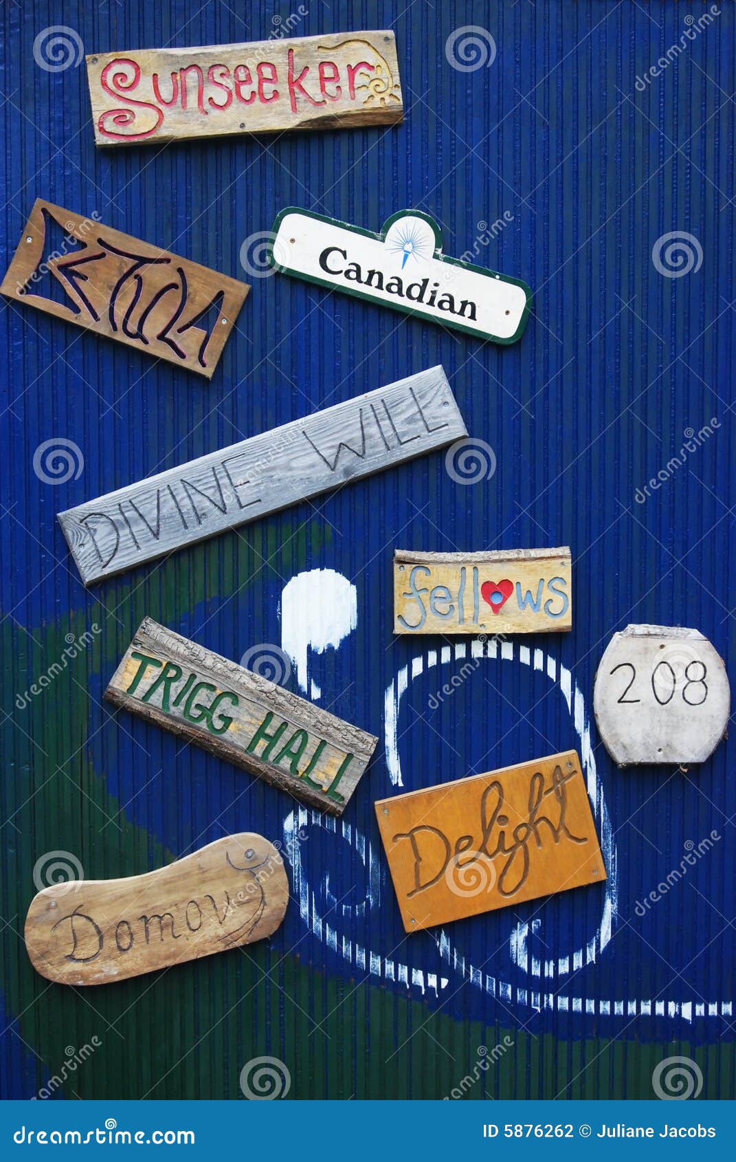 Signs on a wall stock photo. Image of plates, labels, blue - 5876262