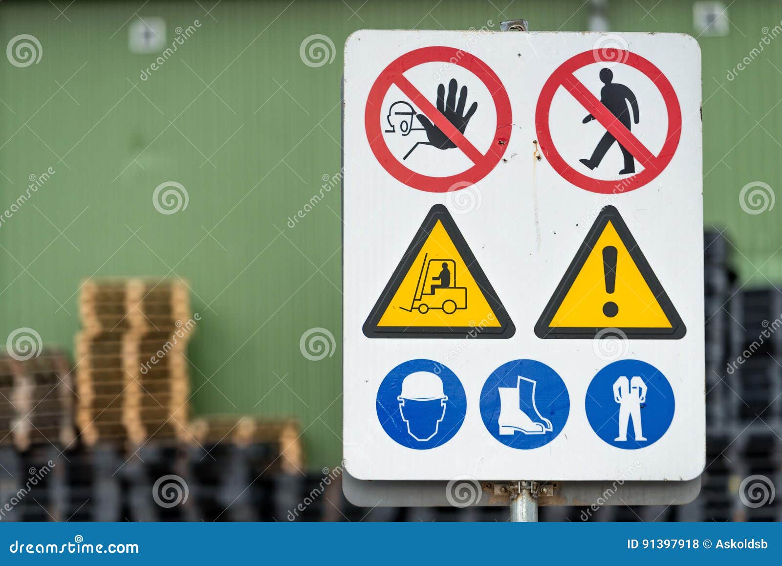Signs Warn of Job Security. Stock Photo - Image of protection, road ...