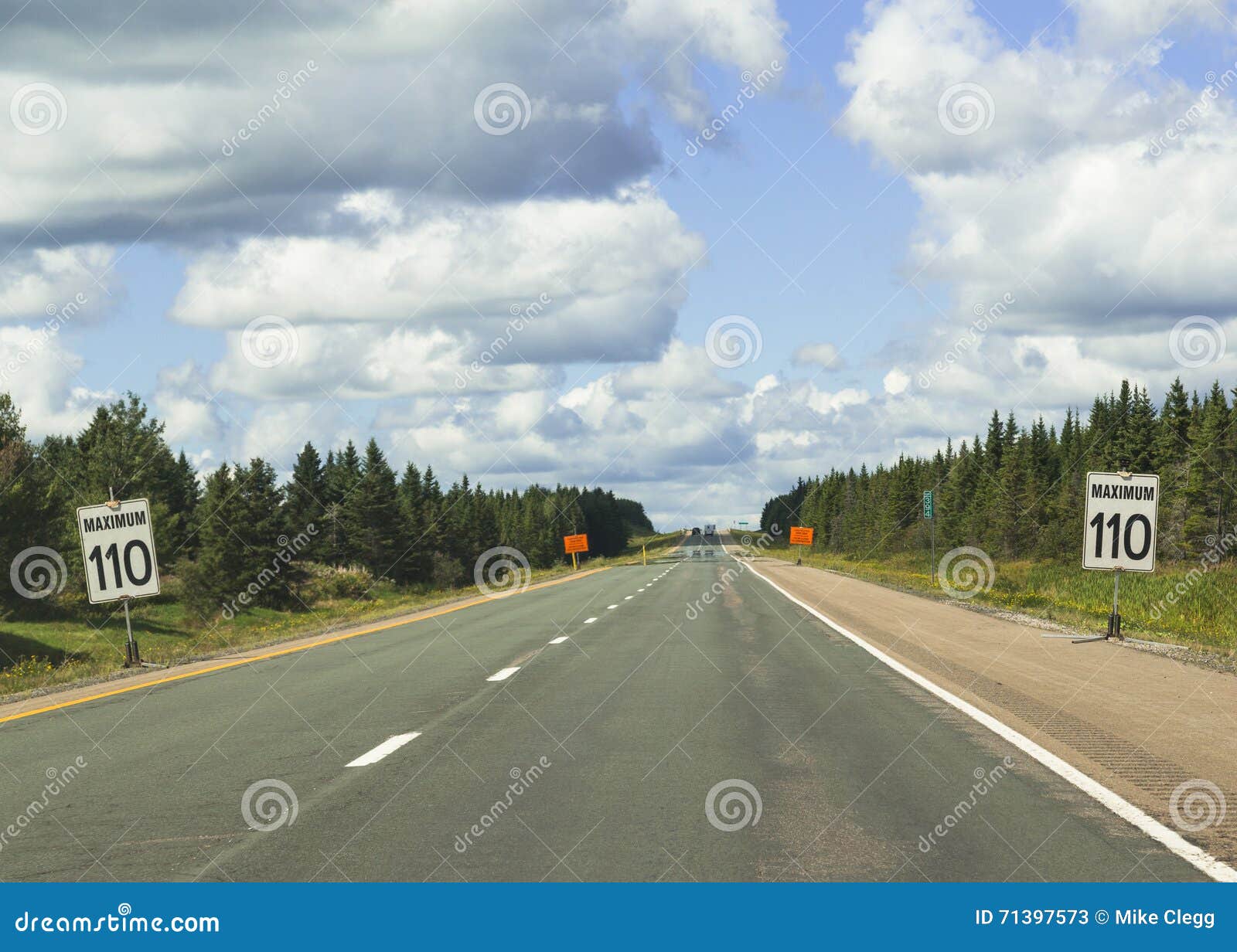 Signs Warning of Speed Limit of 110 in Nova Scotia Stock Image - Image ...