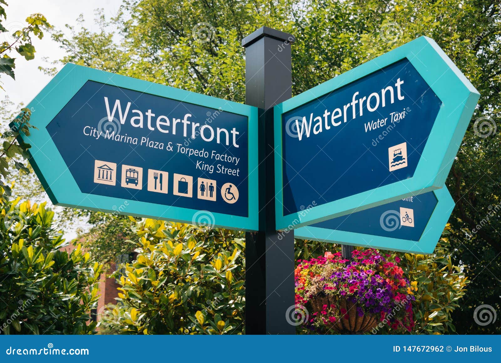 Signs on the Waterfront in Alexandria, Virginia Stock Photo - Image of ...