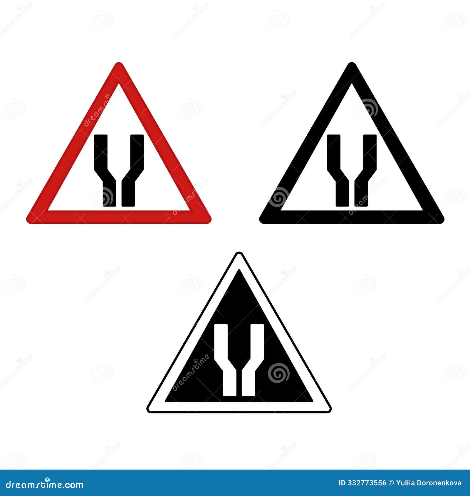 Signs Wider Road. stock vector. Illustration of highway - 332773556