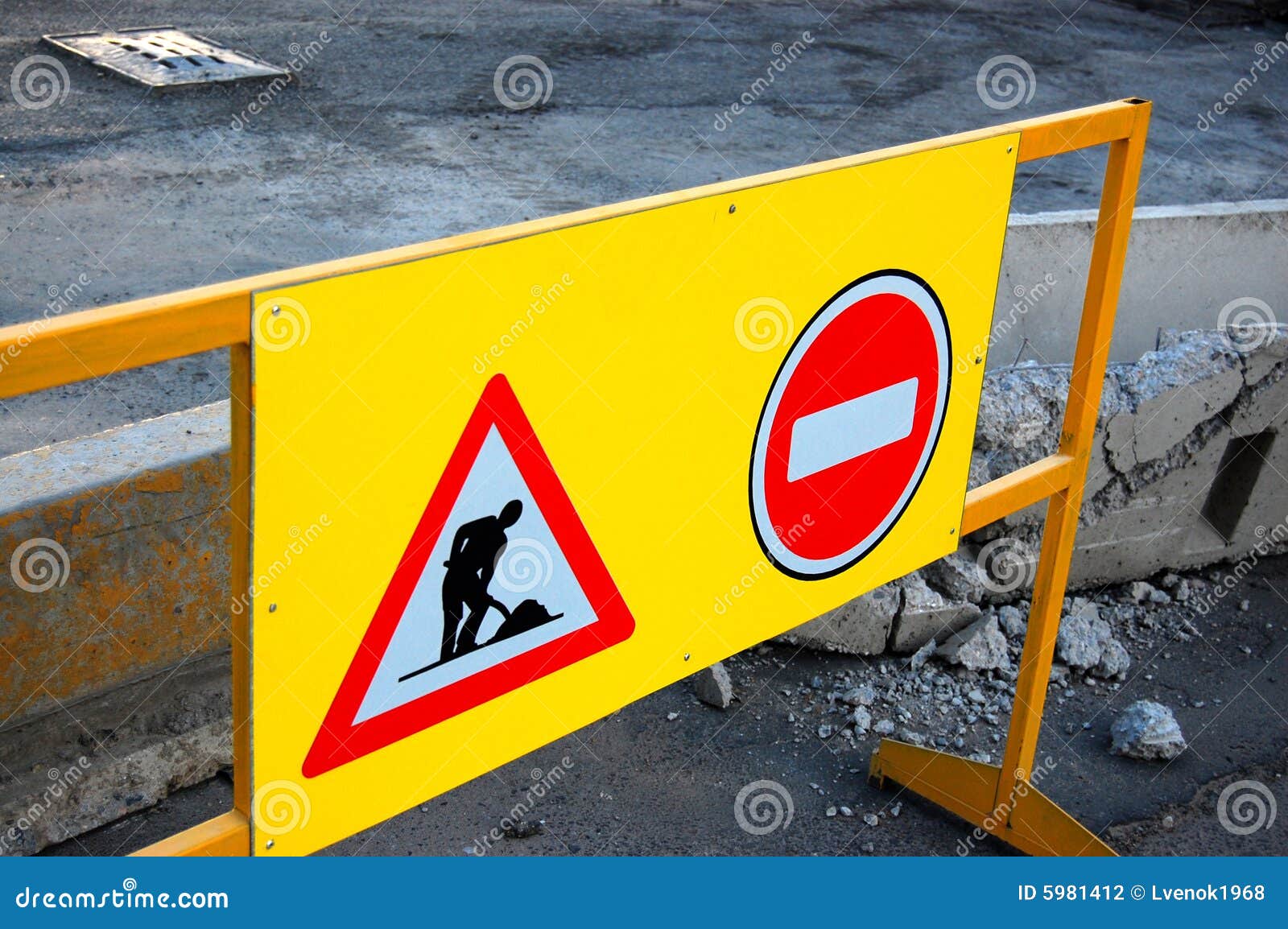 The Signs `Work` and â€œSTOPâ€ Stock Photo - Image of danger, symbol ...