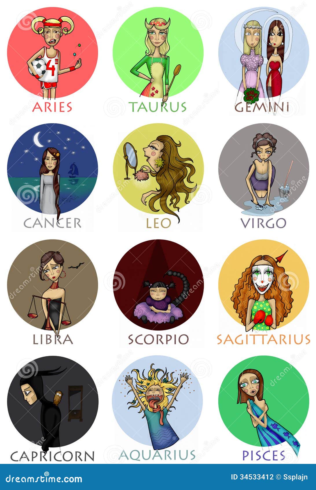 Signs of Zodiac stock illustration. Illustration of confetti - 34533412