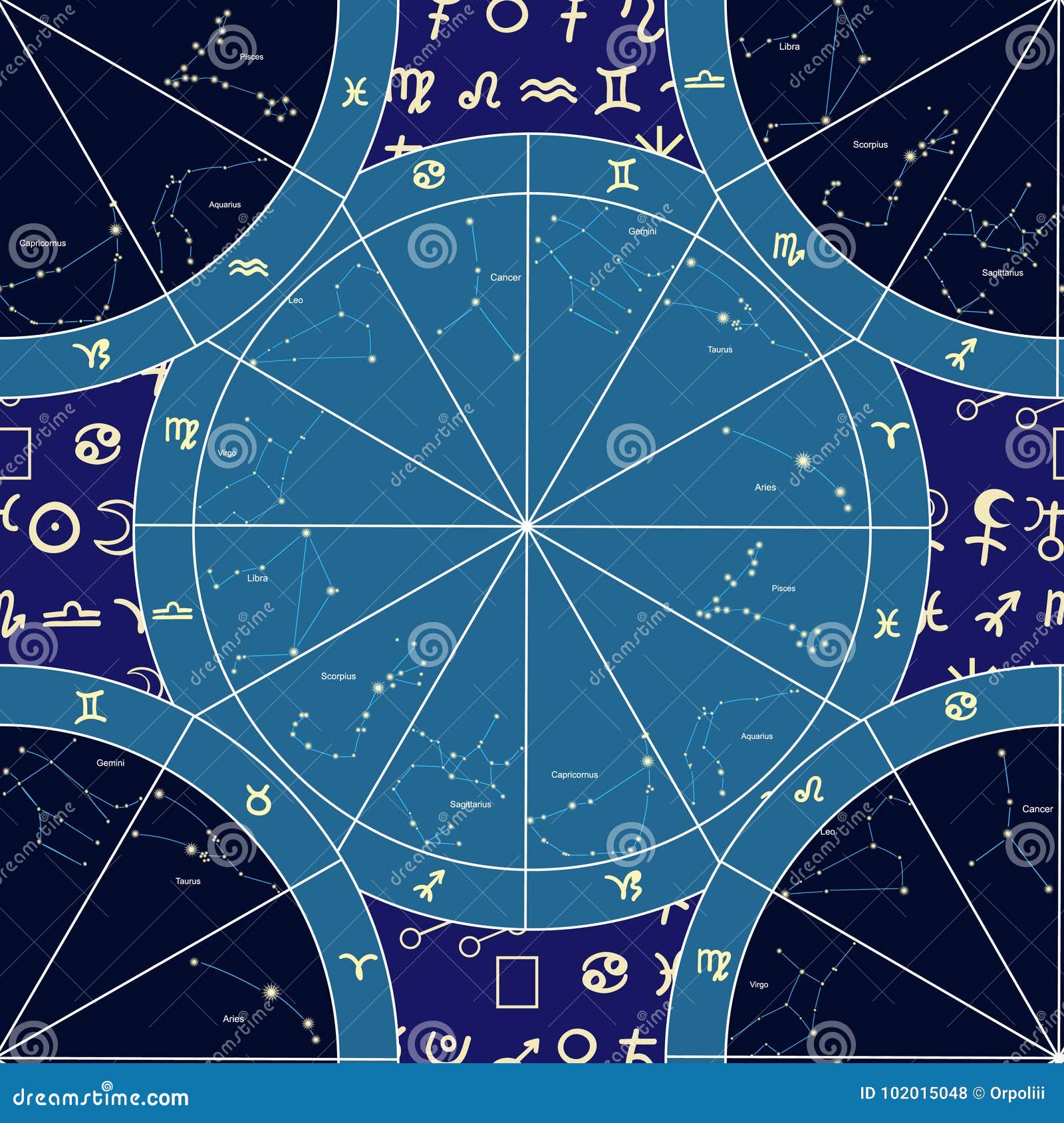 Signs of the Zodiac Constellation Seamless Pattern Vector Stock Vector ...