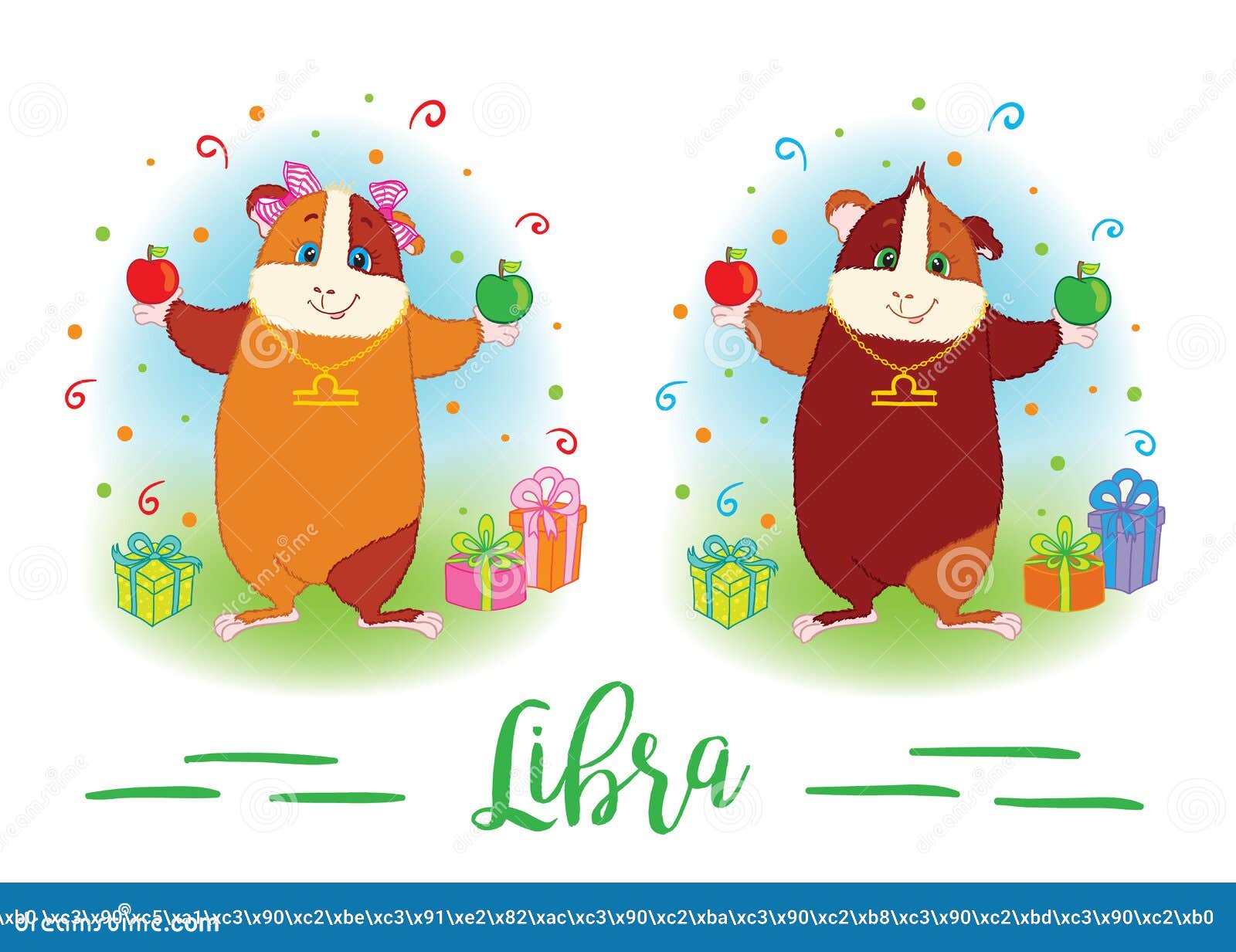 The Signs of the Zodiac. Guinea Pig. Libra. Stock Vector - Illustration ...