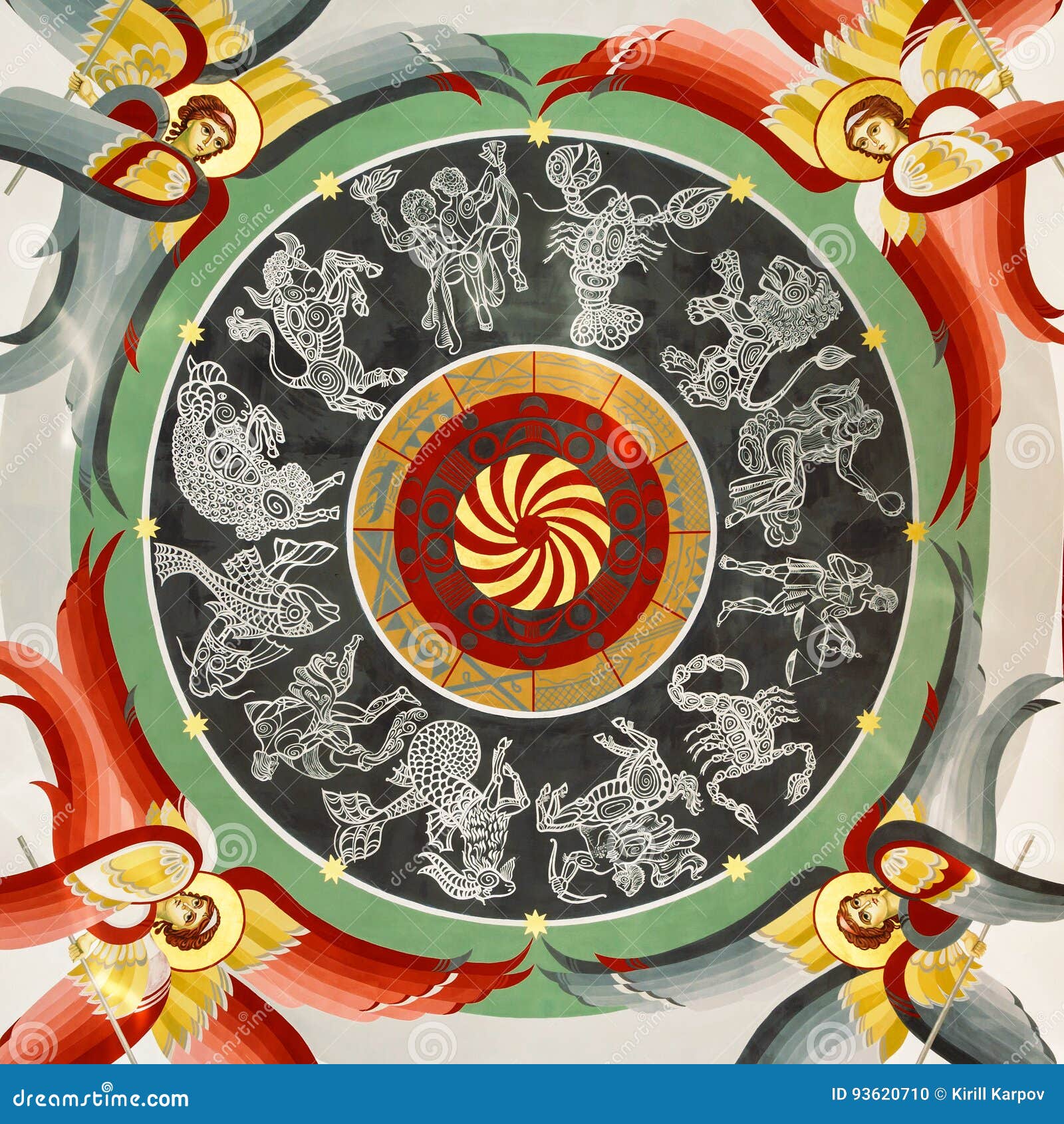 The Signs of the Zodiac Painted on the Ceiling Stock Photo - Image of ...