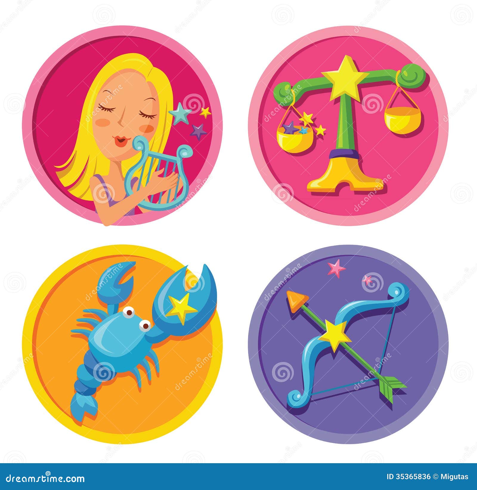 Signs of the zodiac stock vector. Illustration of icon - 35365836