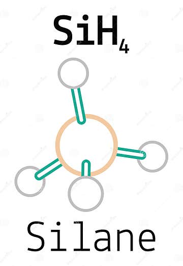 SiH4 silane molecule stock vector. Illustration of particle - 67028780