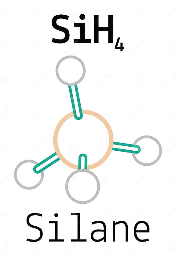 SiH4 silane molecule stock vector. Illustration of particle - 67028780