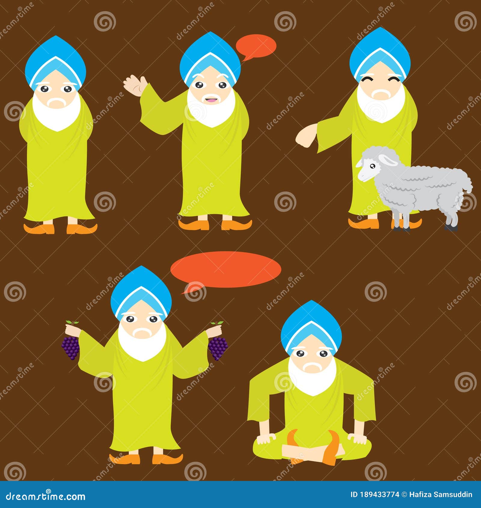 Sikh Character with Different Actions. Vector Illustration Decorative ...