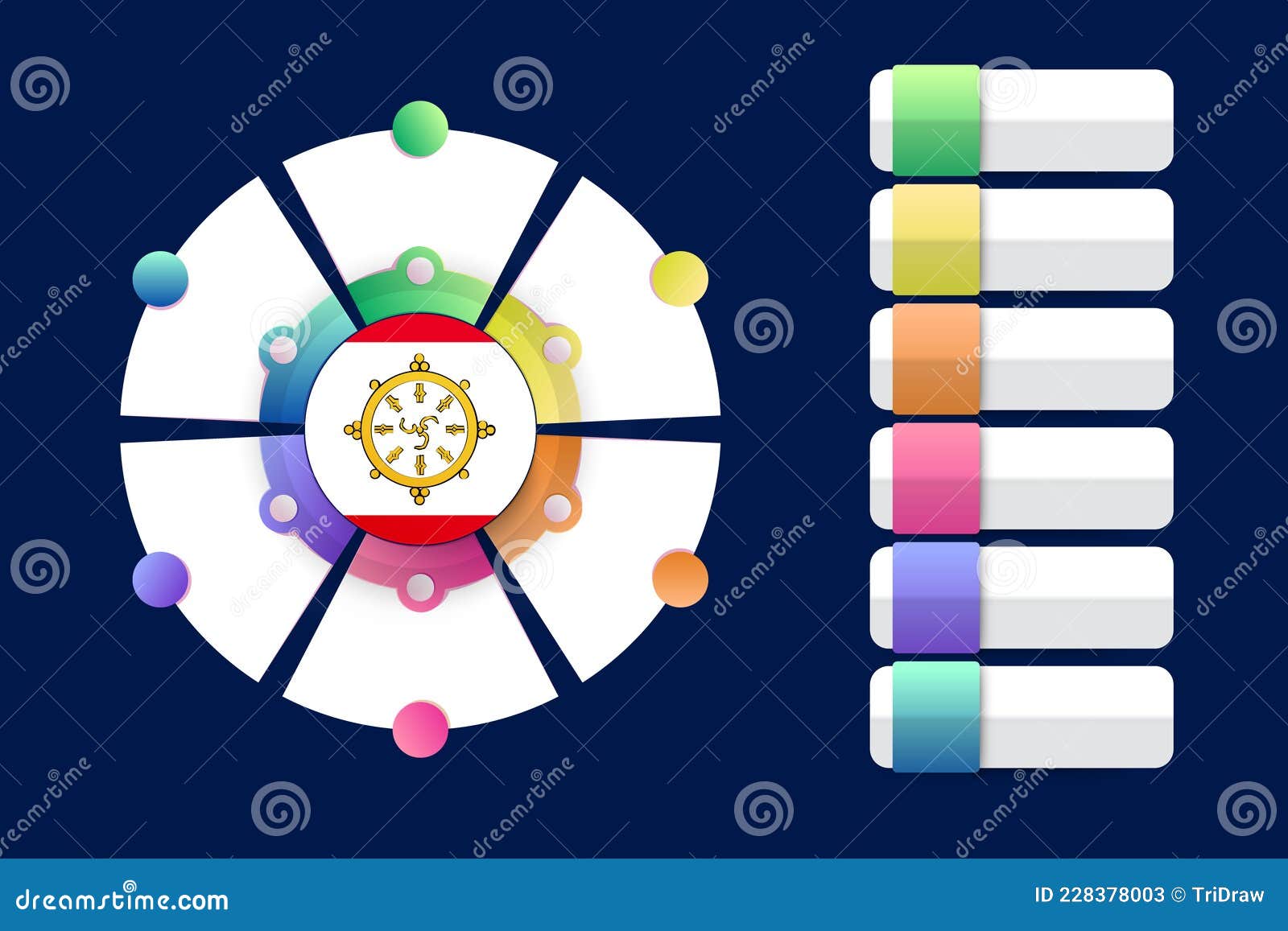 Sikkim Flag with Infographic Design Incorporate with Divided Round ...