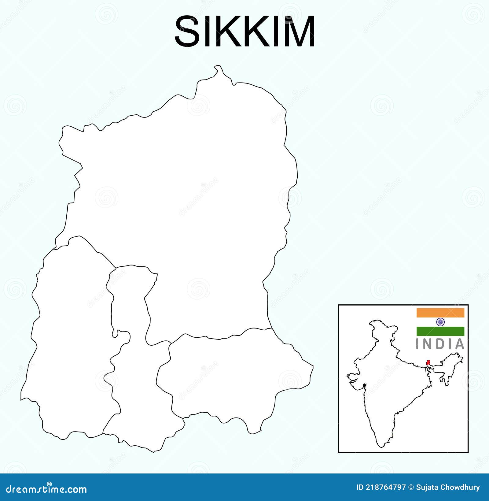 Sikkim Map. Highlight Sikkim Map on India Map with a Boundary Line ... Sikkim Map. Highlight Sikkim Map on India Map with a Boundary Line ...