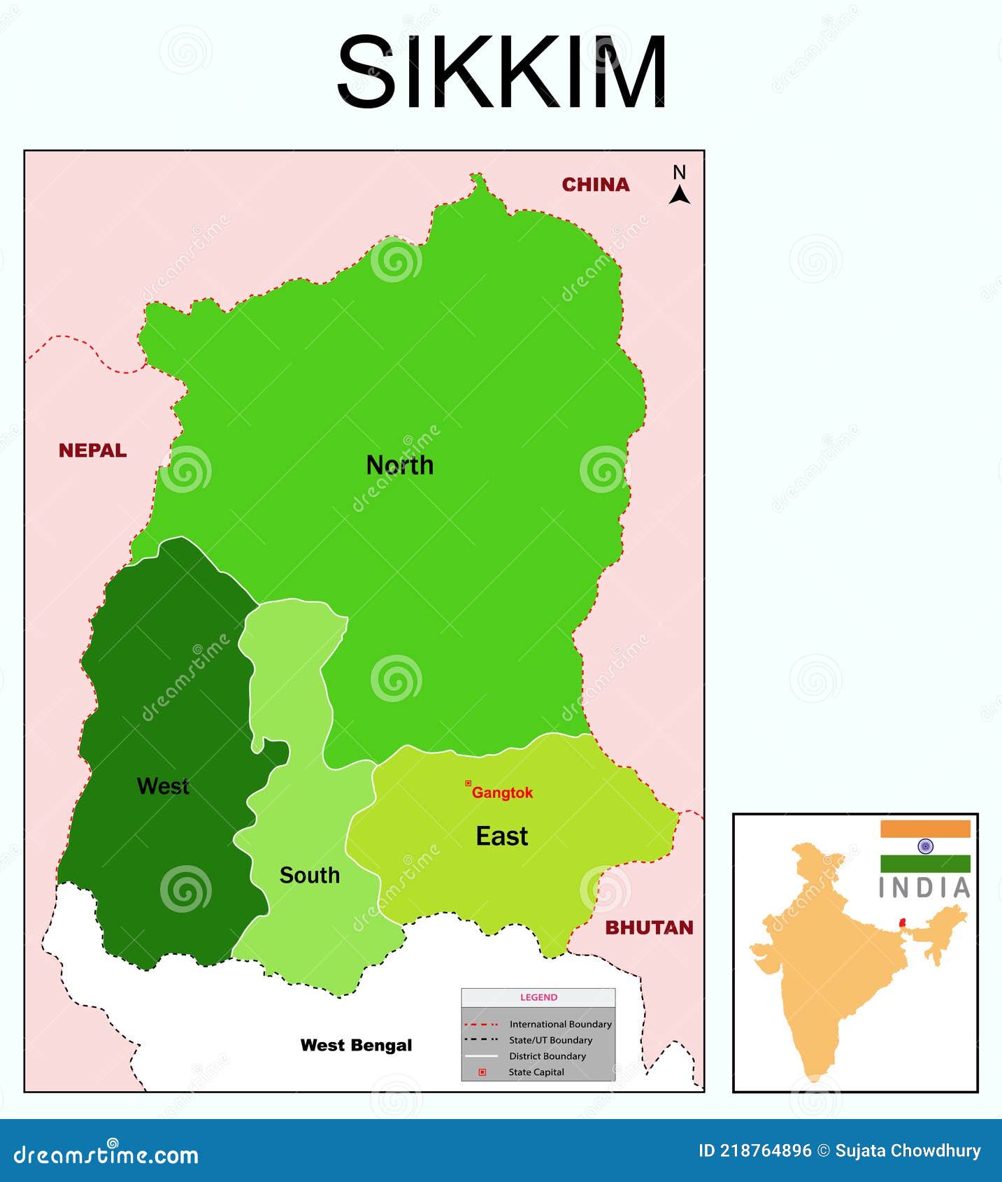 Sikkim Map. Highlight Sikkim Map on India Map with a Boundary Line ... Sikkim Map. Highlight Sikkim Map on India Map with a Boundary Line ...
