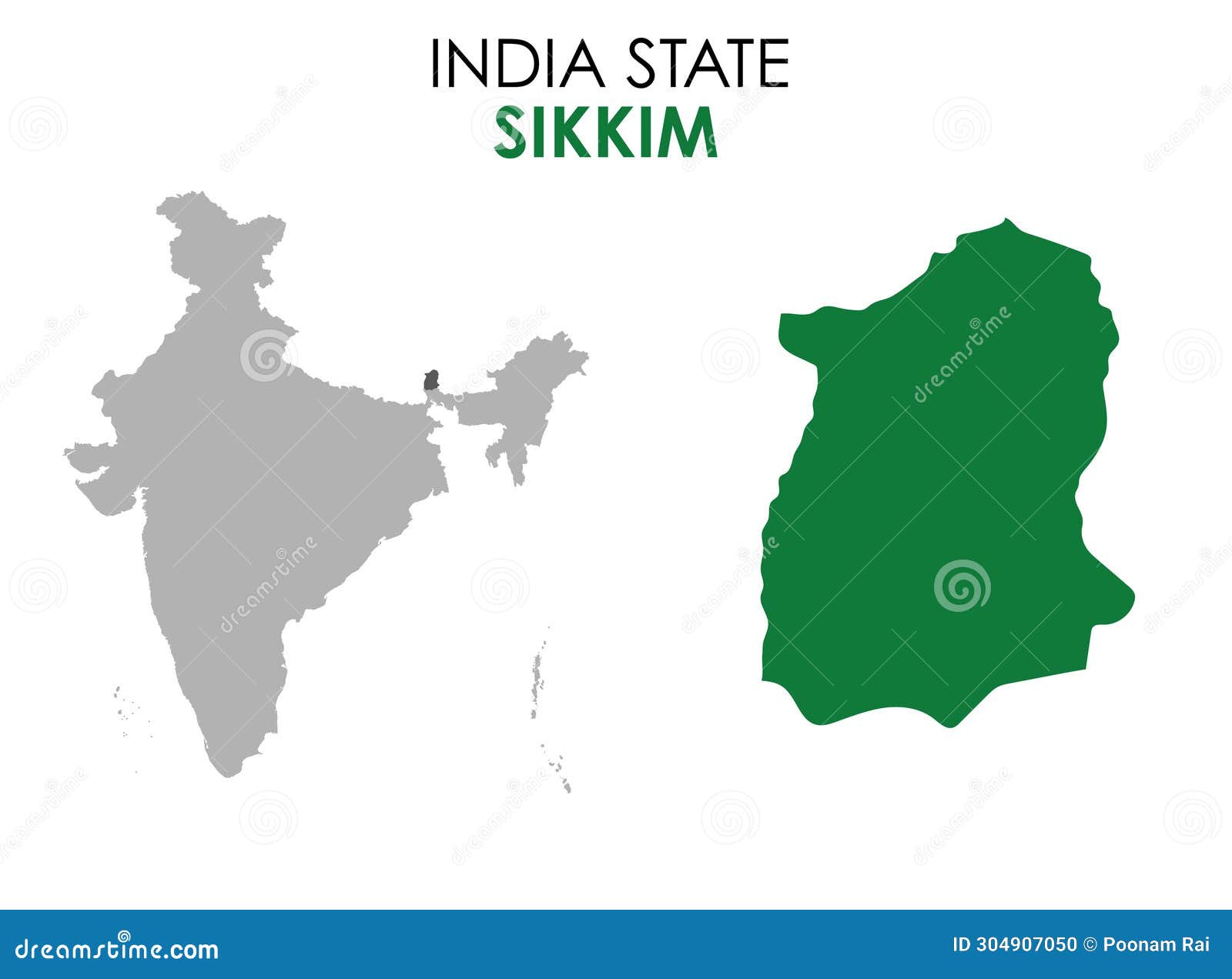 Sikkim Map of Indian State. Sikkim Map Vector Illustration Stock Vector ...