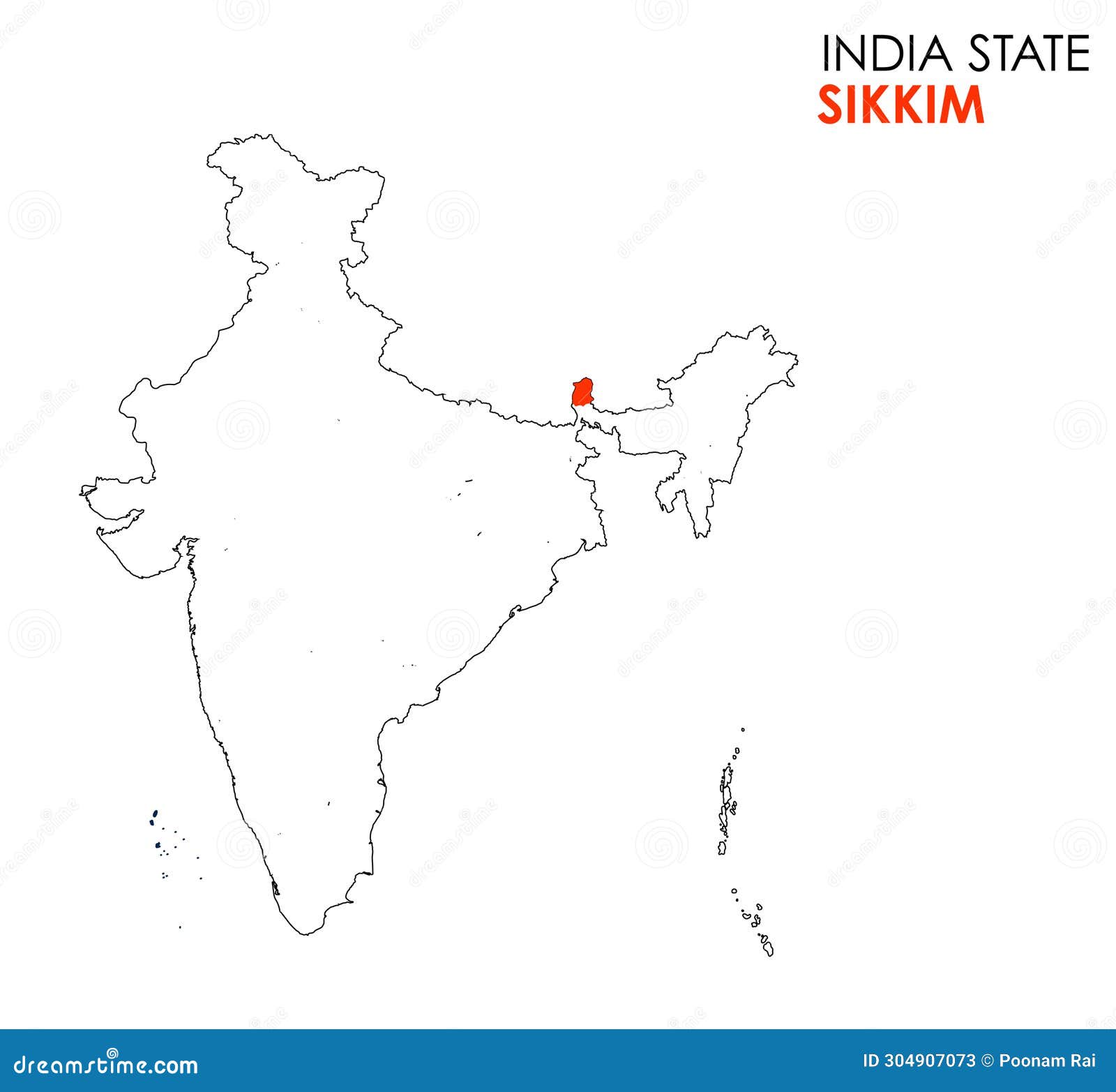 Sikkim Map With Indian National Flag Illustration Cartoon Vector ...