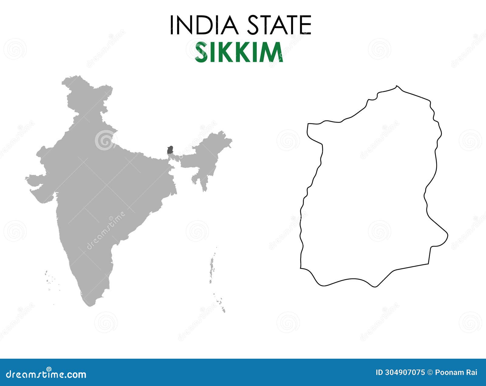 Sikkim Map of Indian State. Sikkim Map Vector Illustration Stock Vector ...
