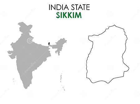 Sikkim Map of Indian State. Sikkim Map Vector Illustration Stock Vector ...