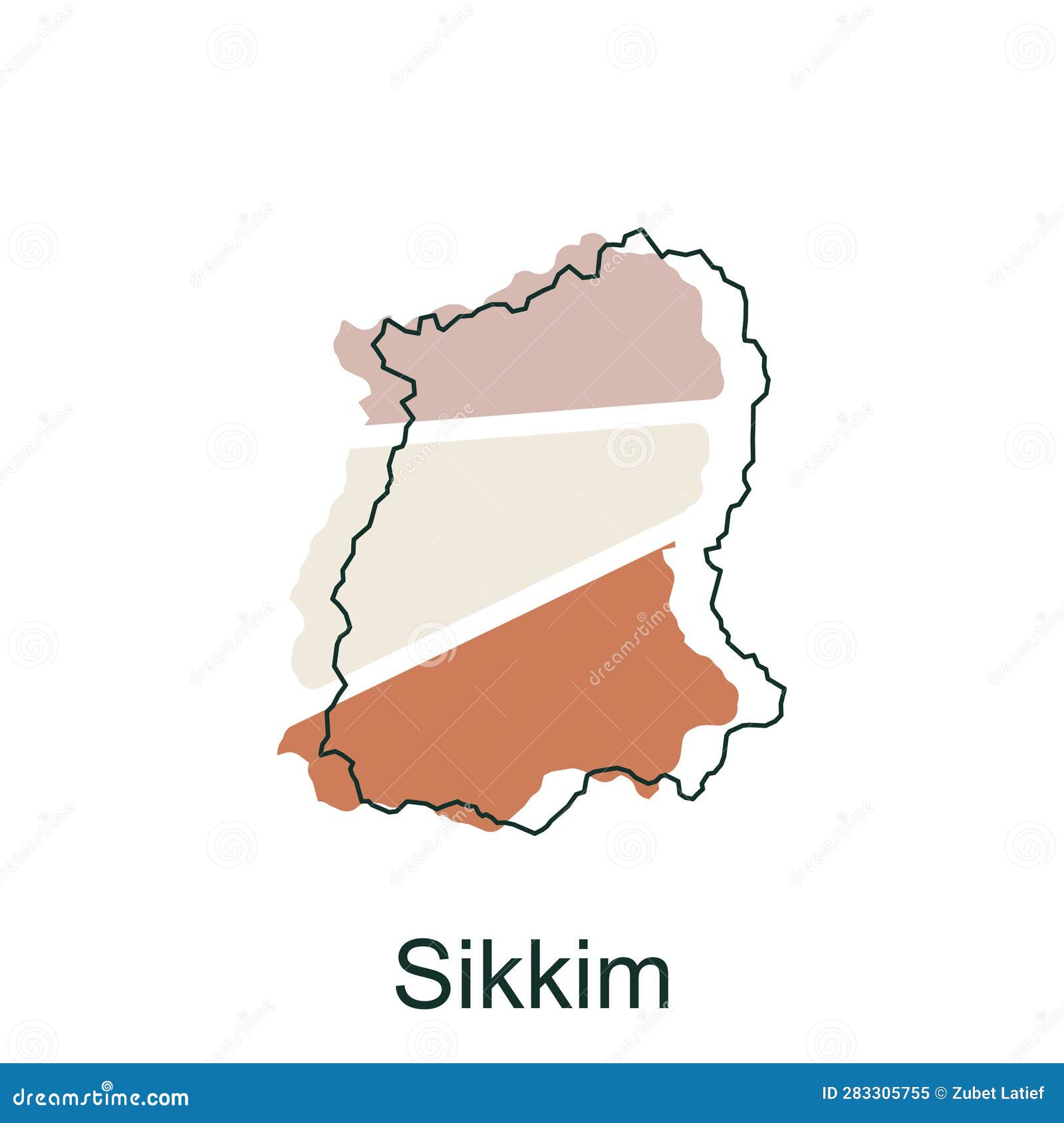 Sikkim Map Vector Illustration with Line Modern, Illustrated Map of ...