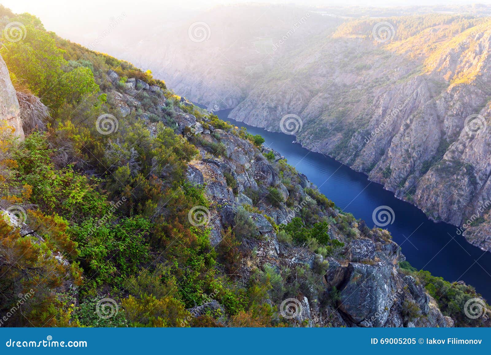 Sil River with High Rocky Banks. Galicia Stock Image - Image of beauty ...