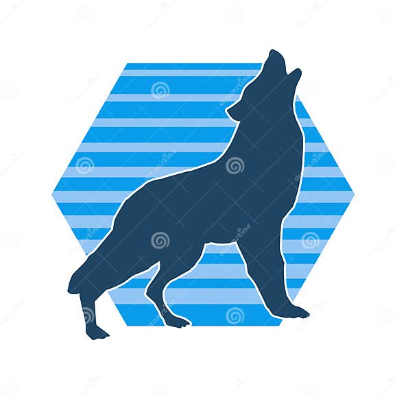 Silhouette of a Wolf Wild Animal Raising His Head Stock Vector ...