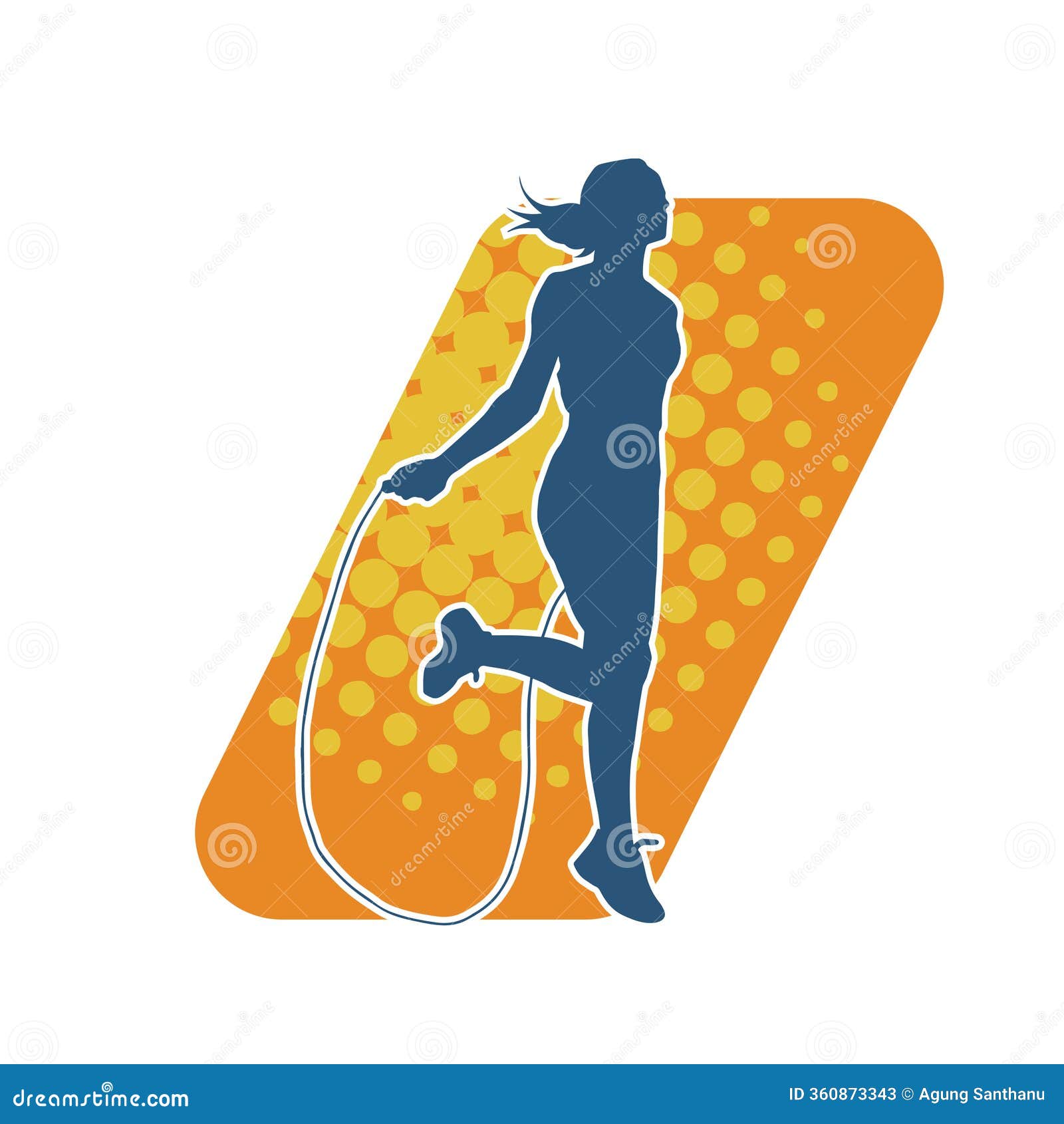 Silhouette of a Slim Sporty Woman Doing Jump Rope Workout. Stock Vector ...