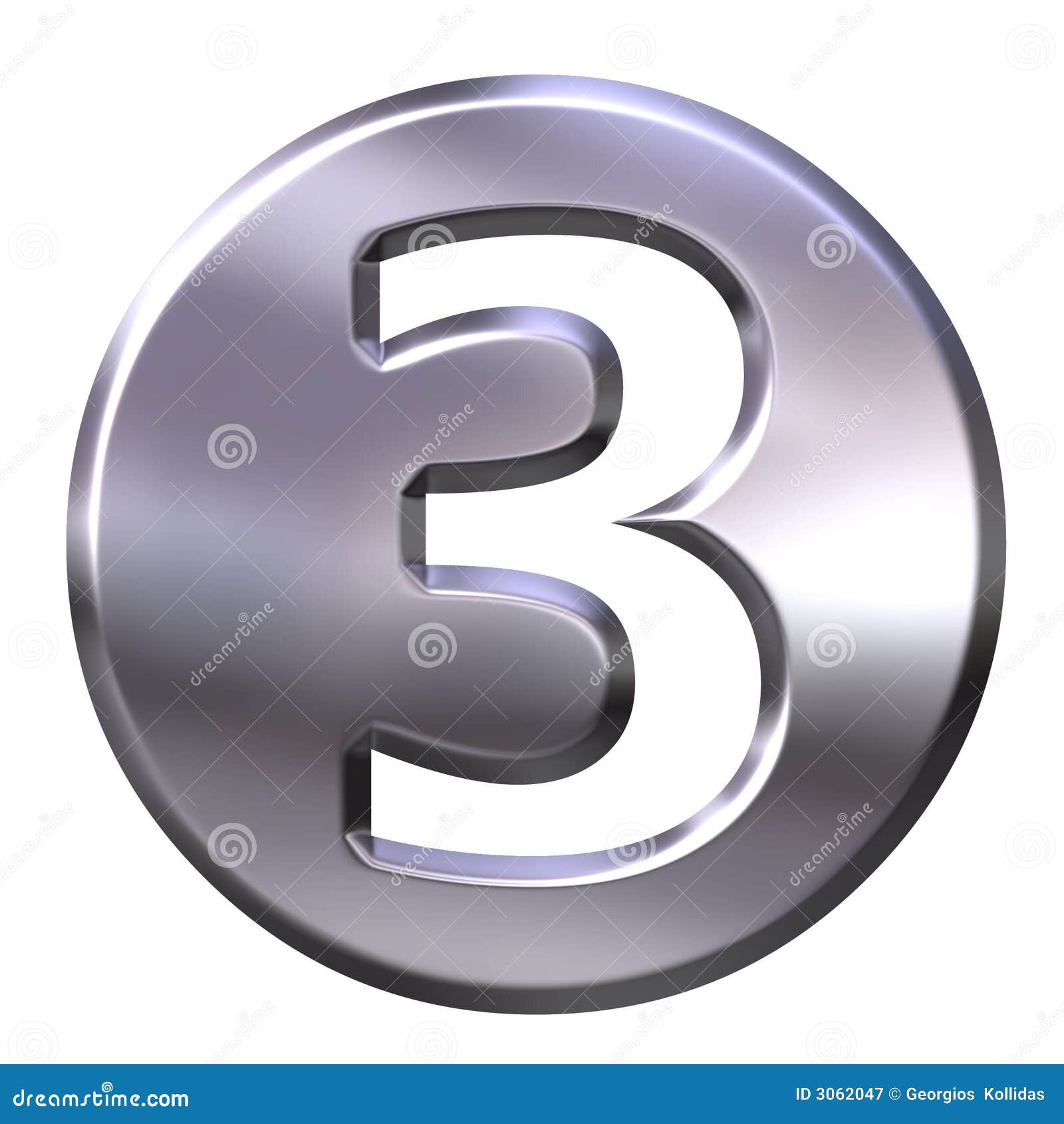 Silber-gestaltete Zahl 3 stock abbildung. Illustration von hell - 3062047
