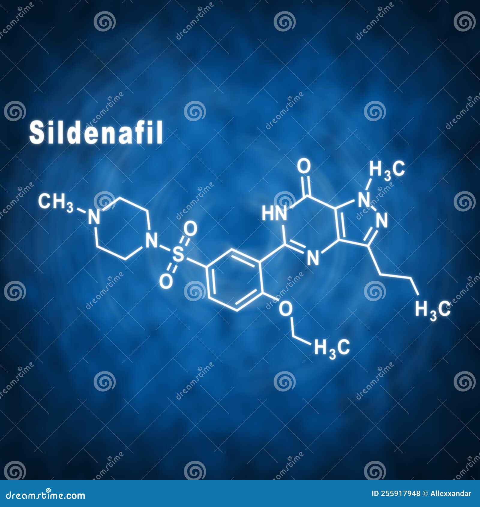 Sildenafil Molecule, Structural Chemical Formula, Ball-and-stick Model ...