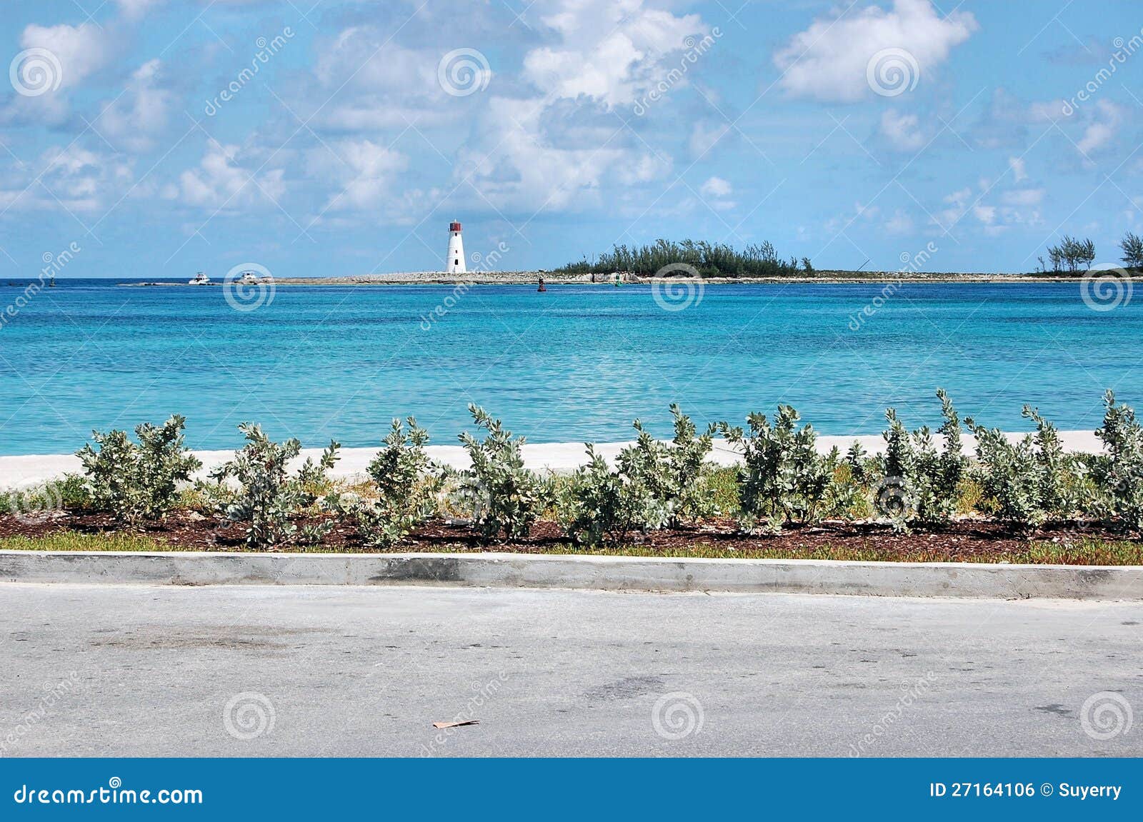 Lighthouse Island Blue Water Bahamas Stock Photo - Image of landmark ...