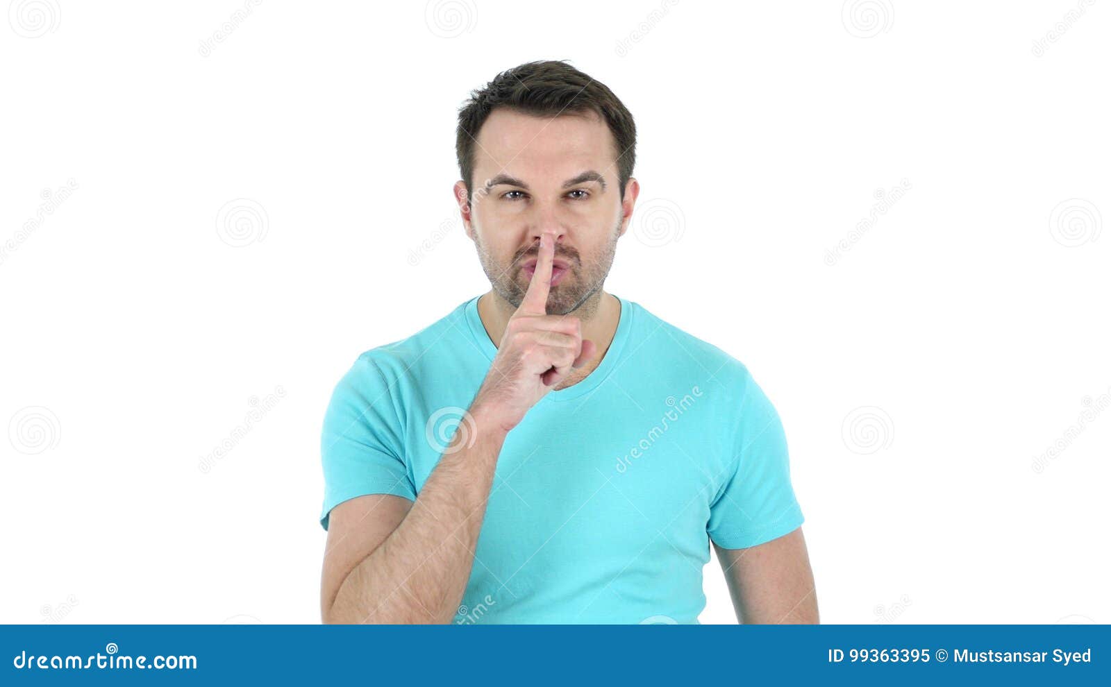 Silence, Finger on Lips of Middle Aged Man Stock Image - Image of ...