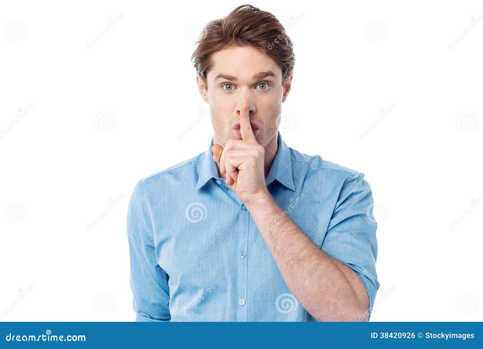 Silence gesture, shhhhh! stock photo. Image of caucasian - 38420926