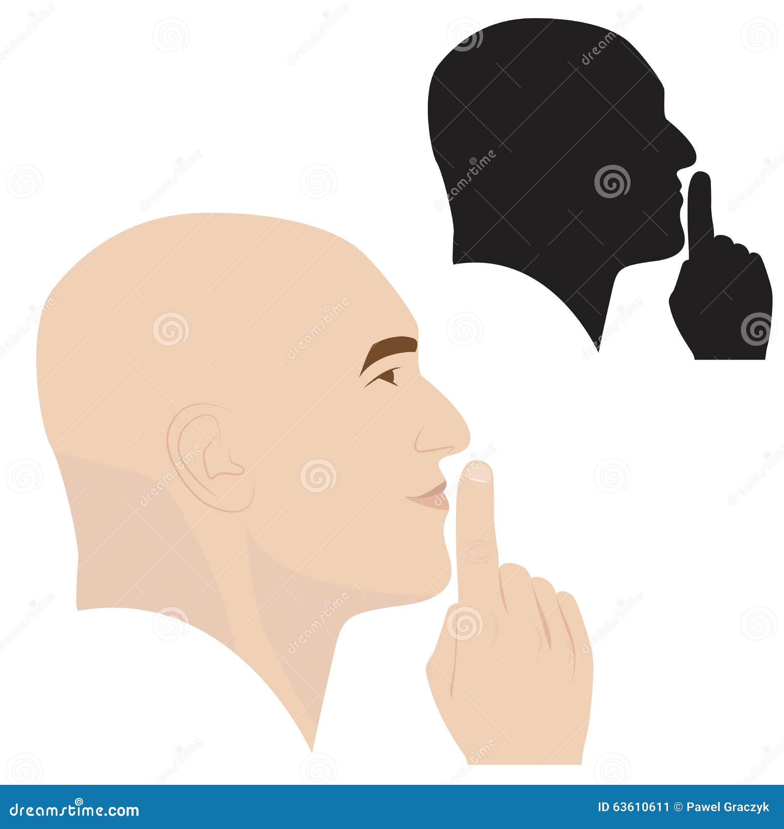 Silence gesture stock vector. Illustration of quiet, silent - 63610611