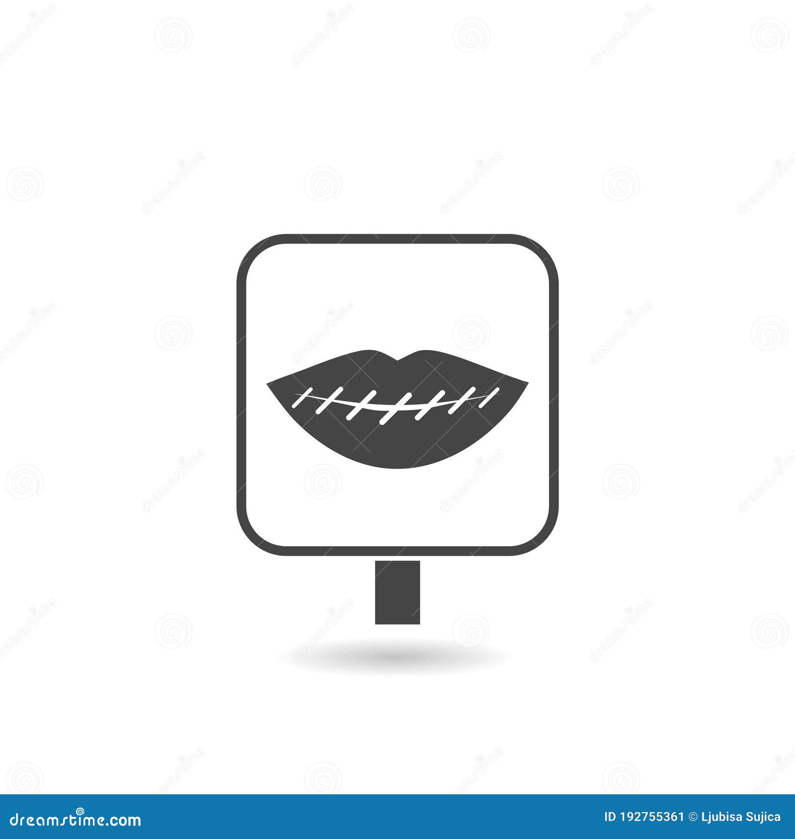 Silence icon with shadow stock illustration. Illustration of human ...