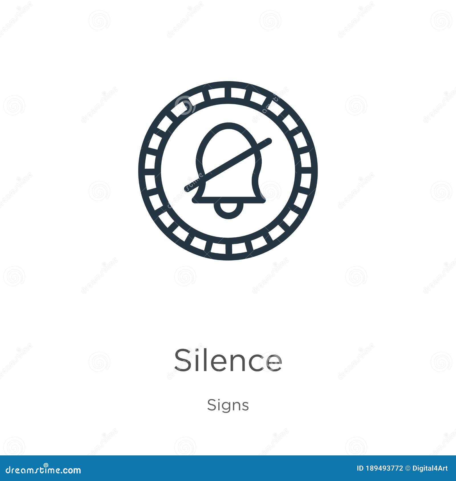 Silence Icon. Thin Linear Silence Outline Icon Isolated on White ...