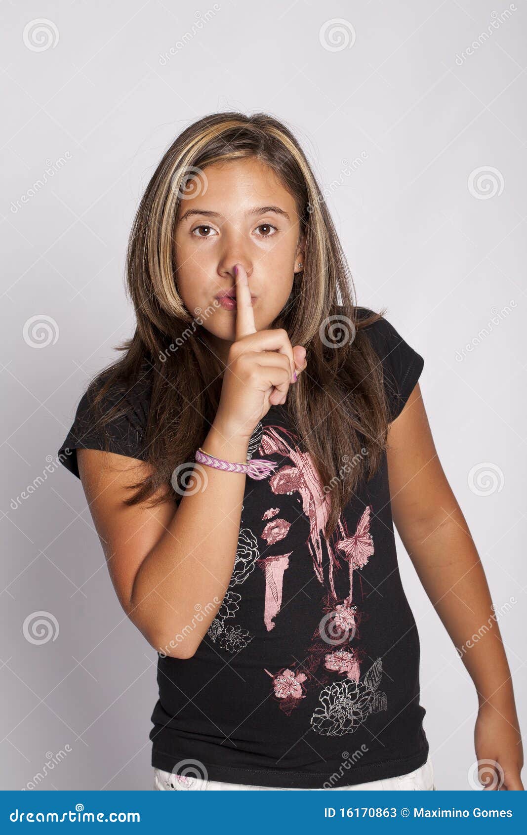 Silence Sign with the Finger Stock Image - Image of friendly, caucasian ...